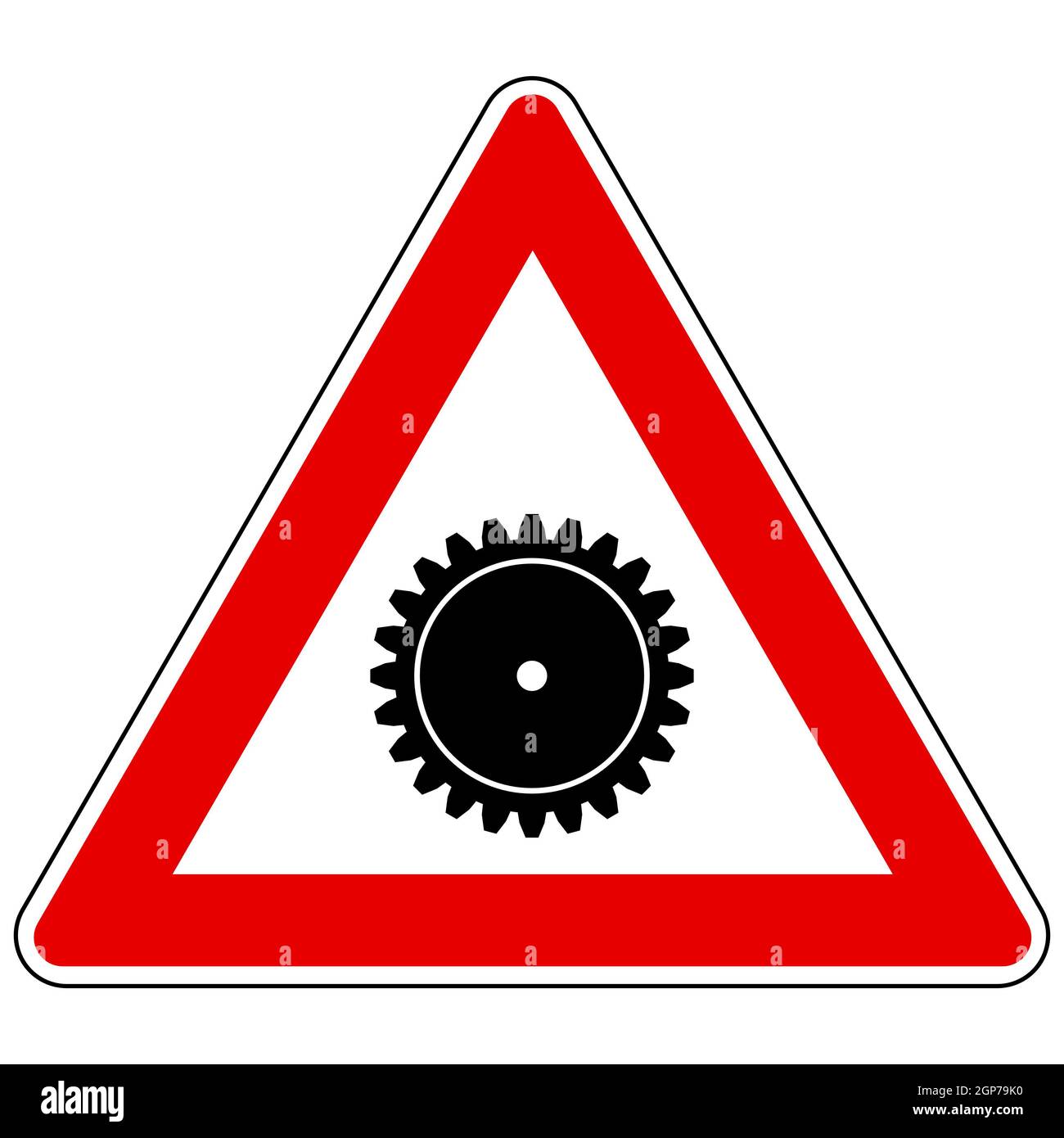 Gear and attention sign Stock Photo - Alamy
