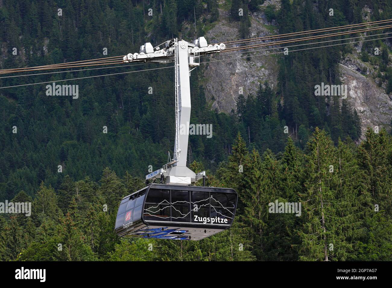 Gondola of the Zugspitze cable car, Grainau, Upper Bavaria, Bavaria ...