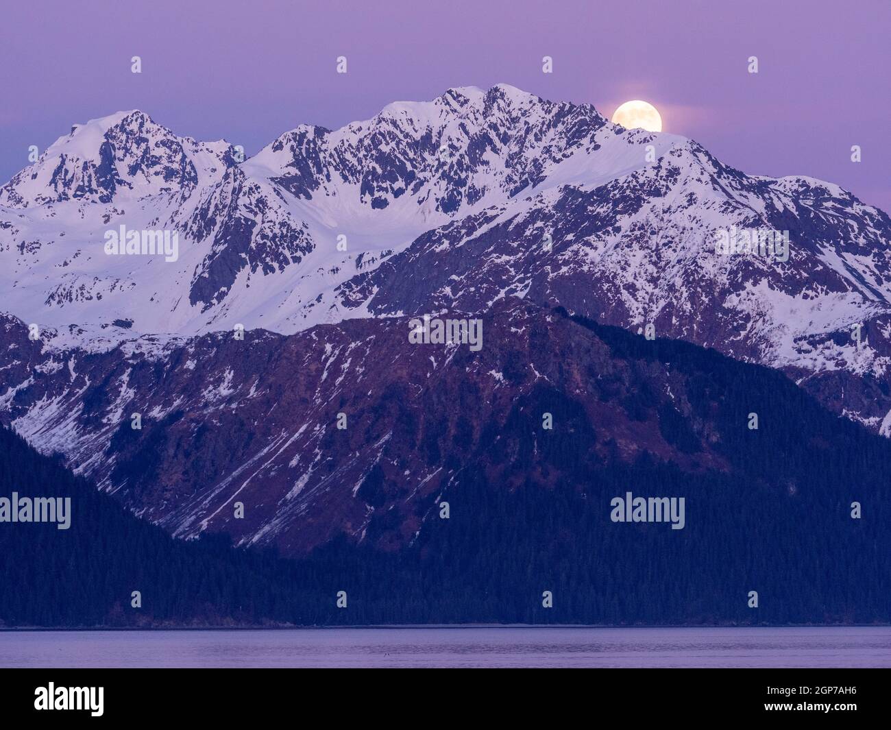 Mount Alice Moonrise, Resurrection Mountains, Seward, Alaska Stock ...