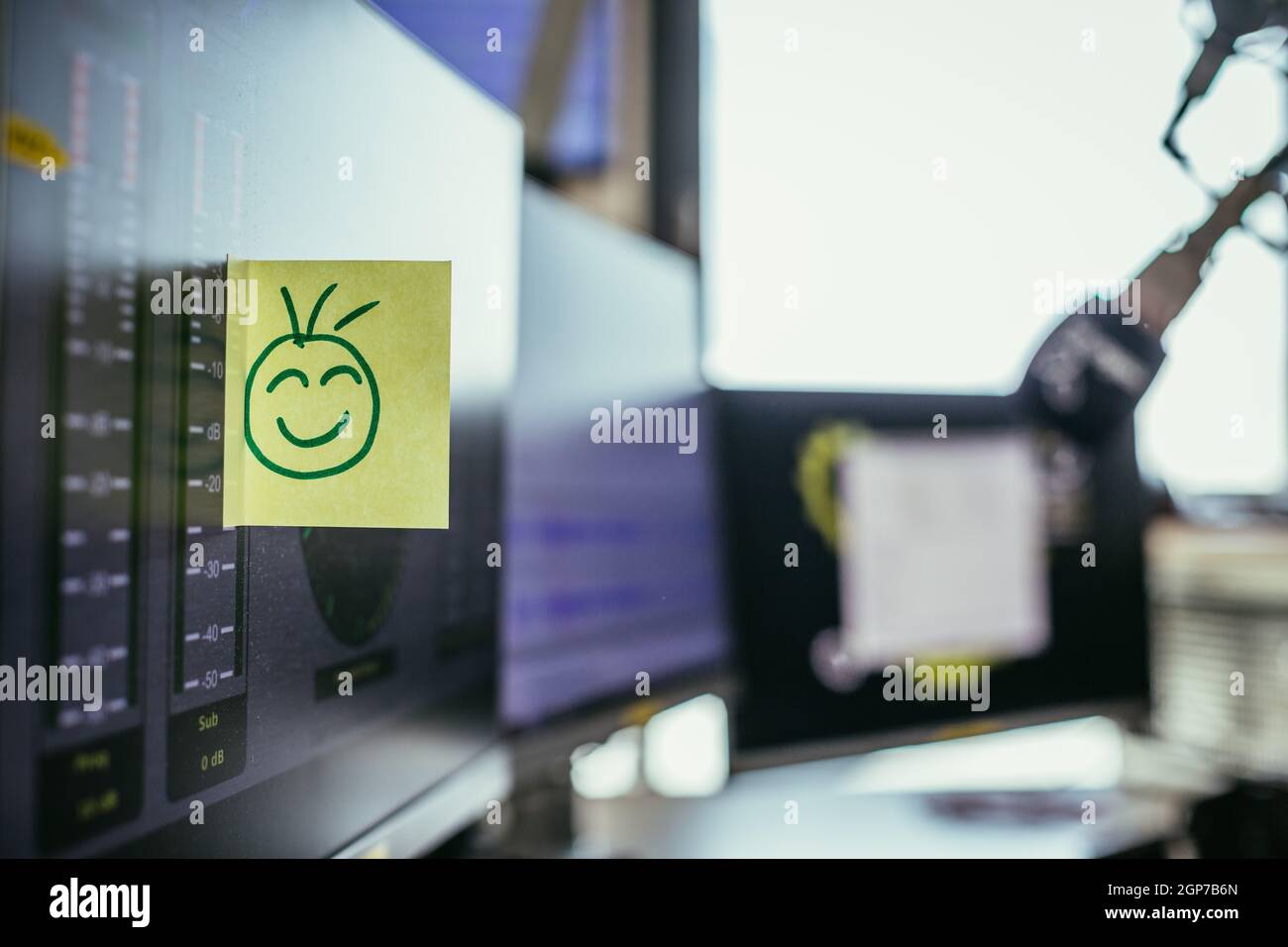 Feedback and motivation concept: Smiley Illustration at the working ...