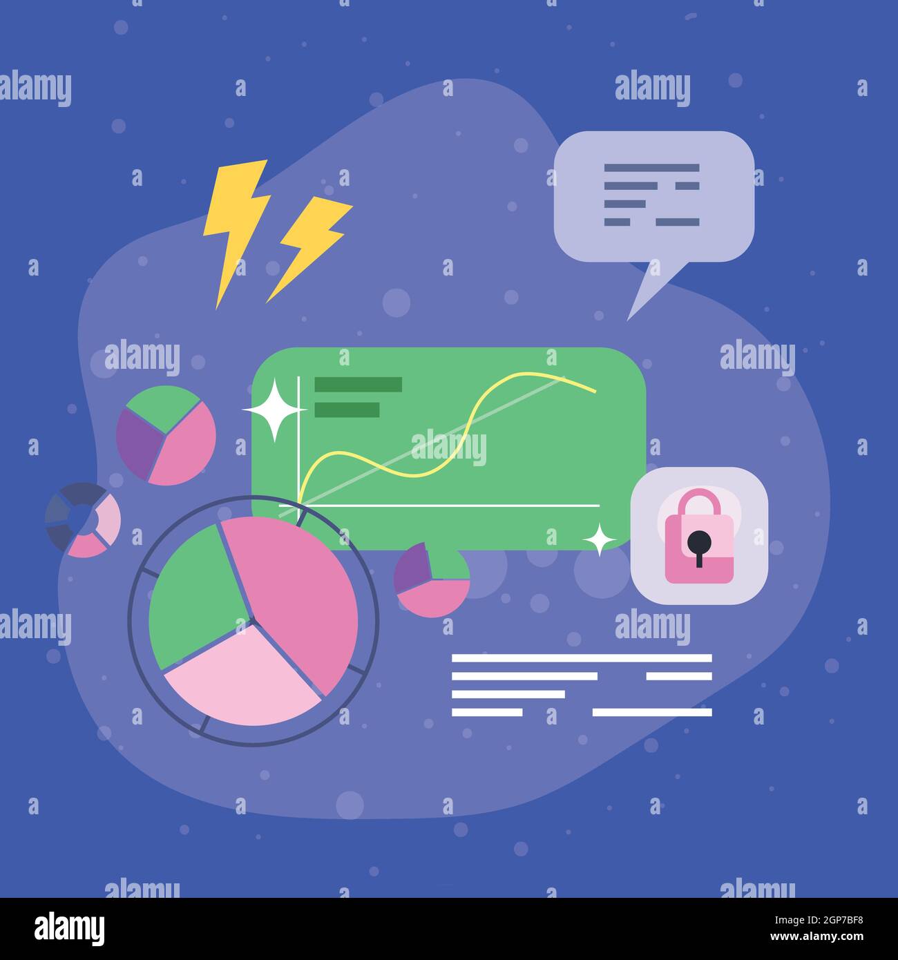 Pie charts and increase line of online financial theme Stock Vector ...