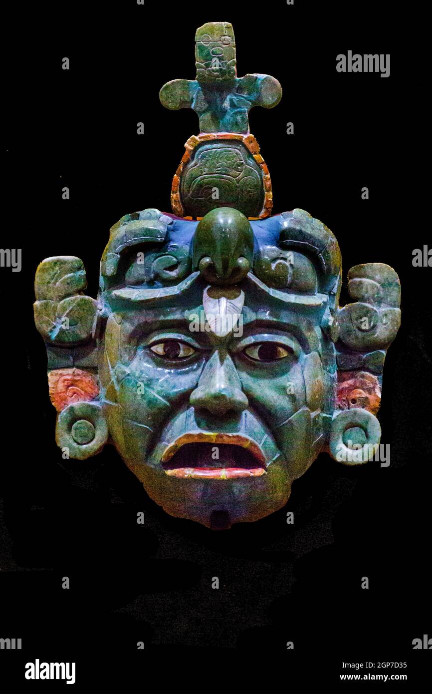 Jade funerary mask, Late Classic 600-900, Tikal, National Museum of ...
