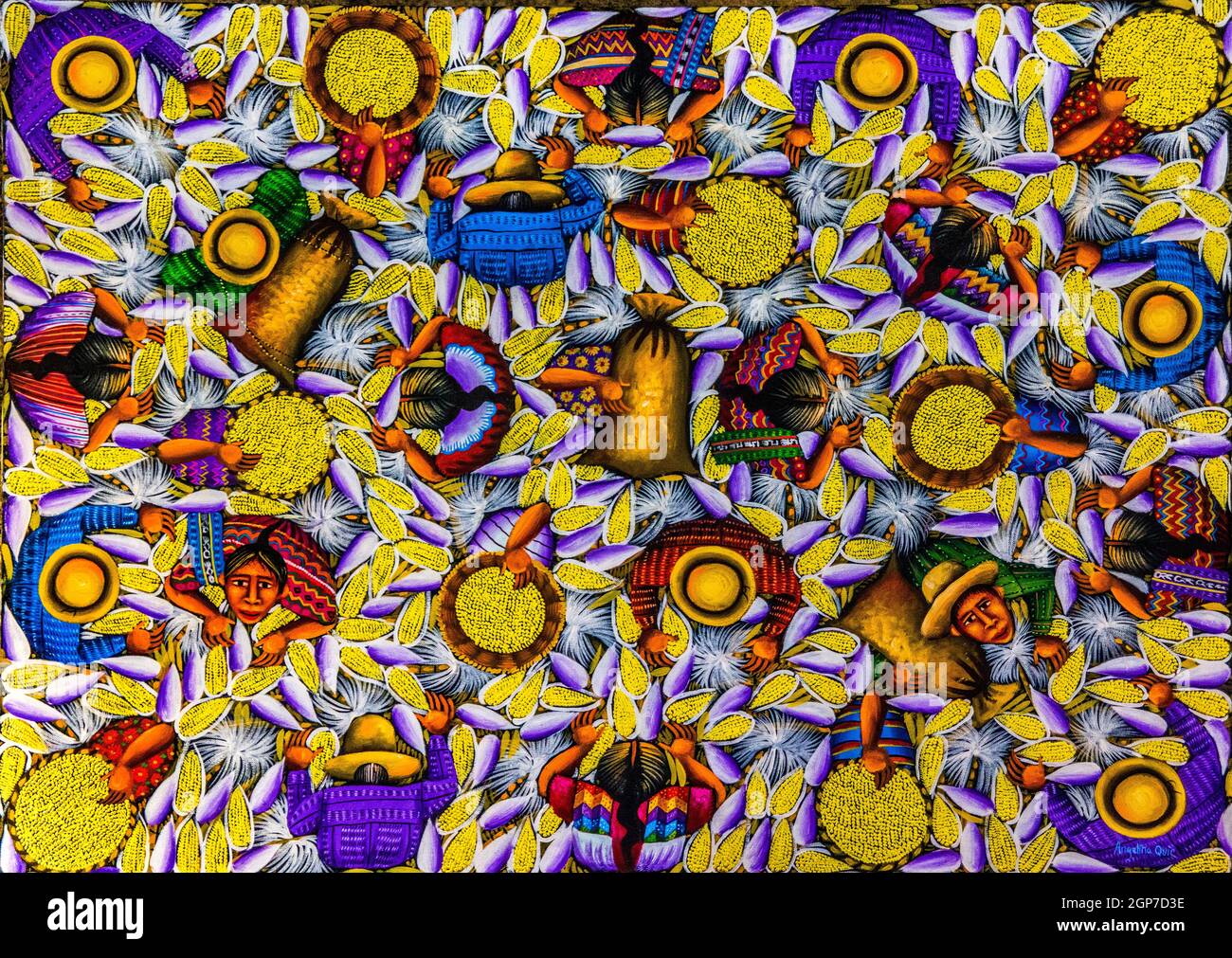 Maize harvest, painting, handicraft, Guatemala Stock Photo - Alamy