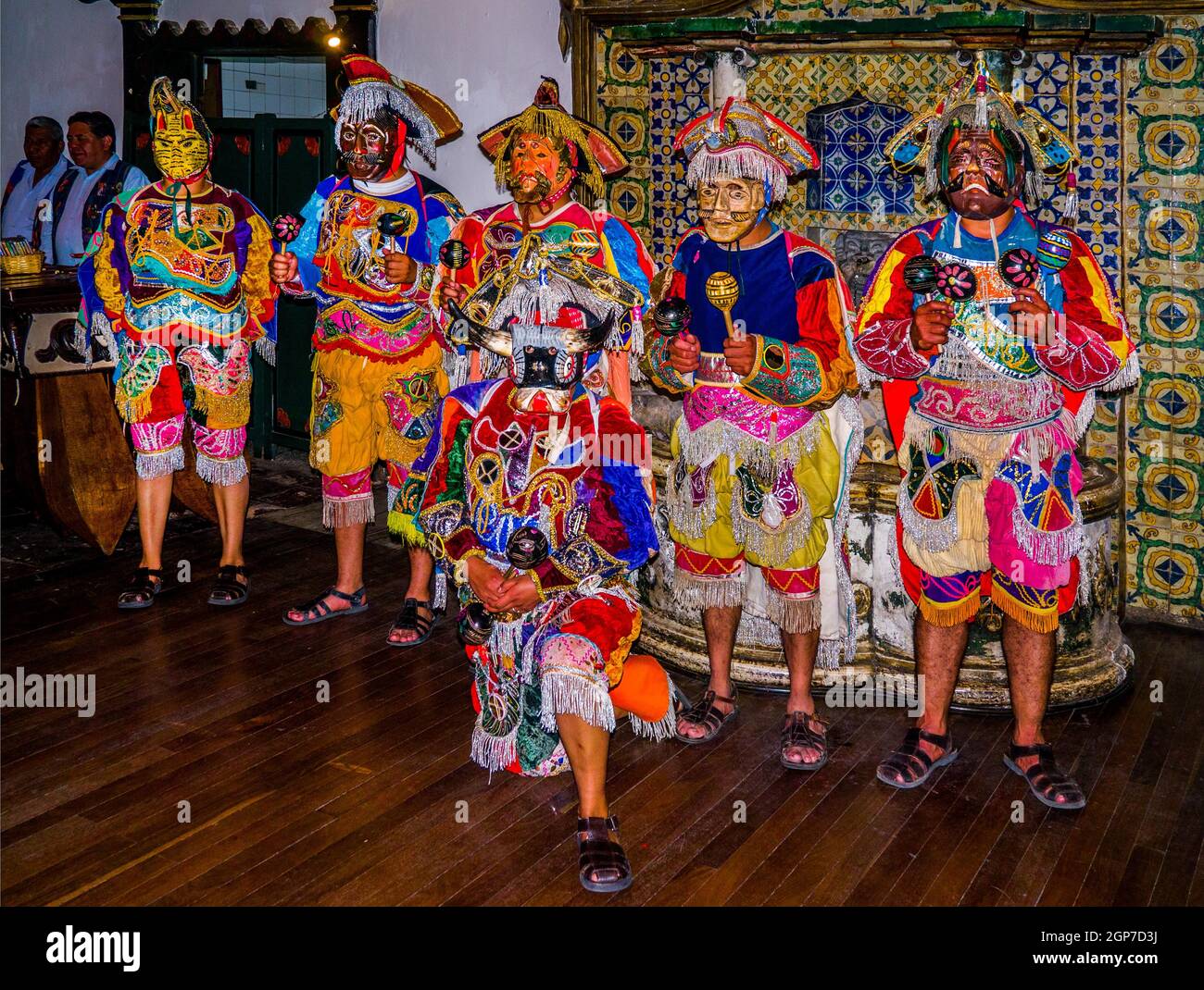 Baile de la Conquista, mask dance, costume dance, Antigua, Guatemala Stock Photo - Alamy
