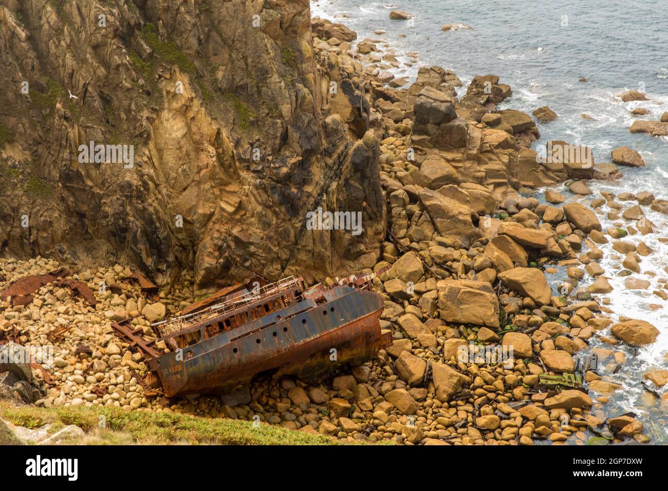Shipwreck, Landsend, Cornwall, UK Stock Photo - Alamy