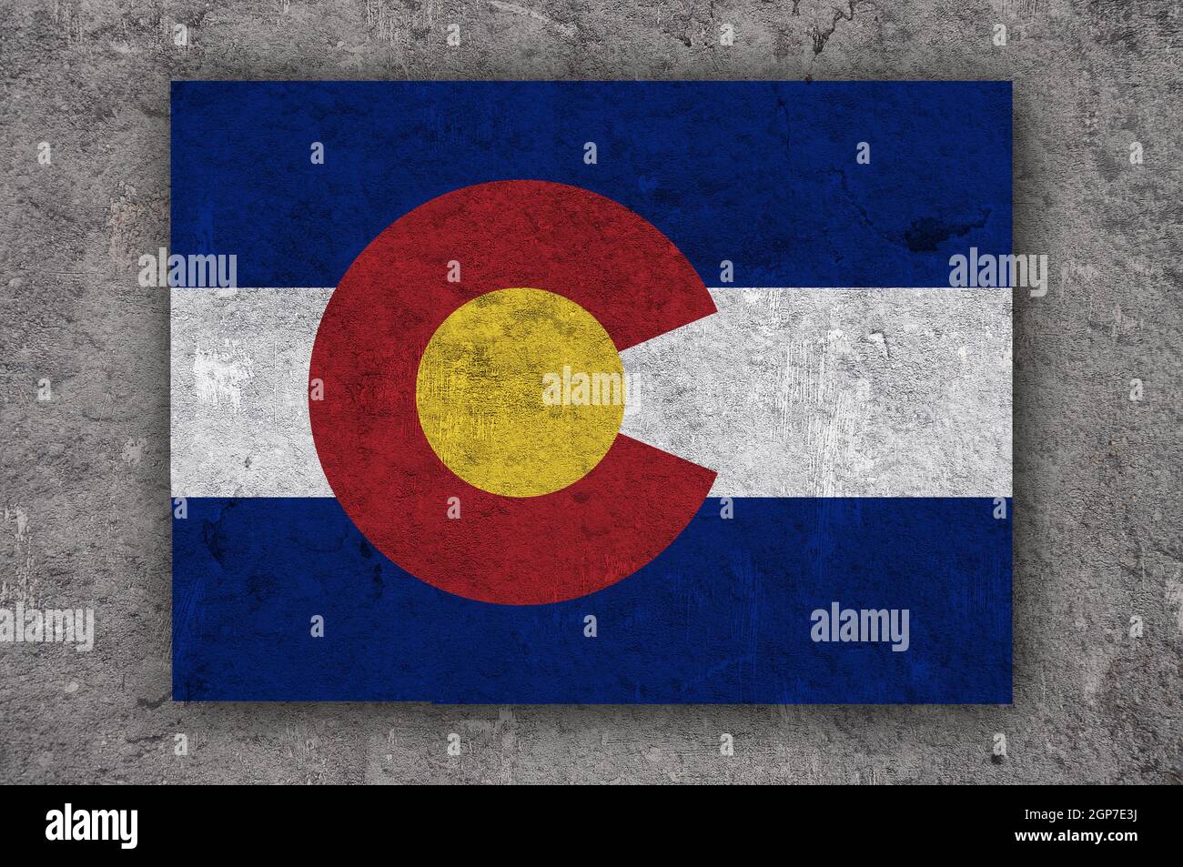 Map and flag of colorado on weathered concrete hi-res stock photography ...