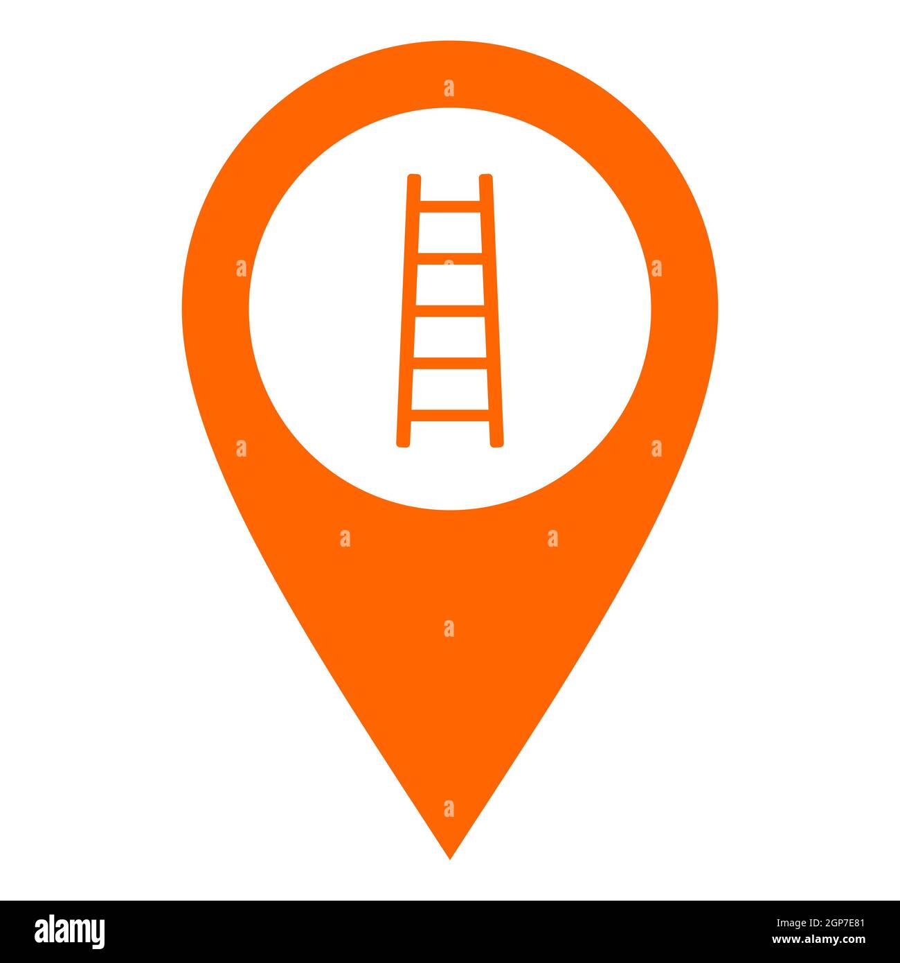 Ladder and location pin Stock Photo - Alamy