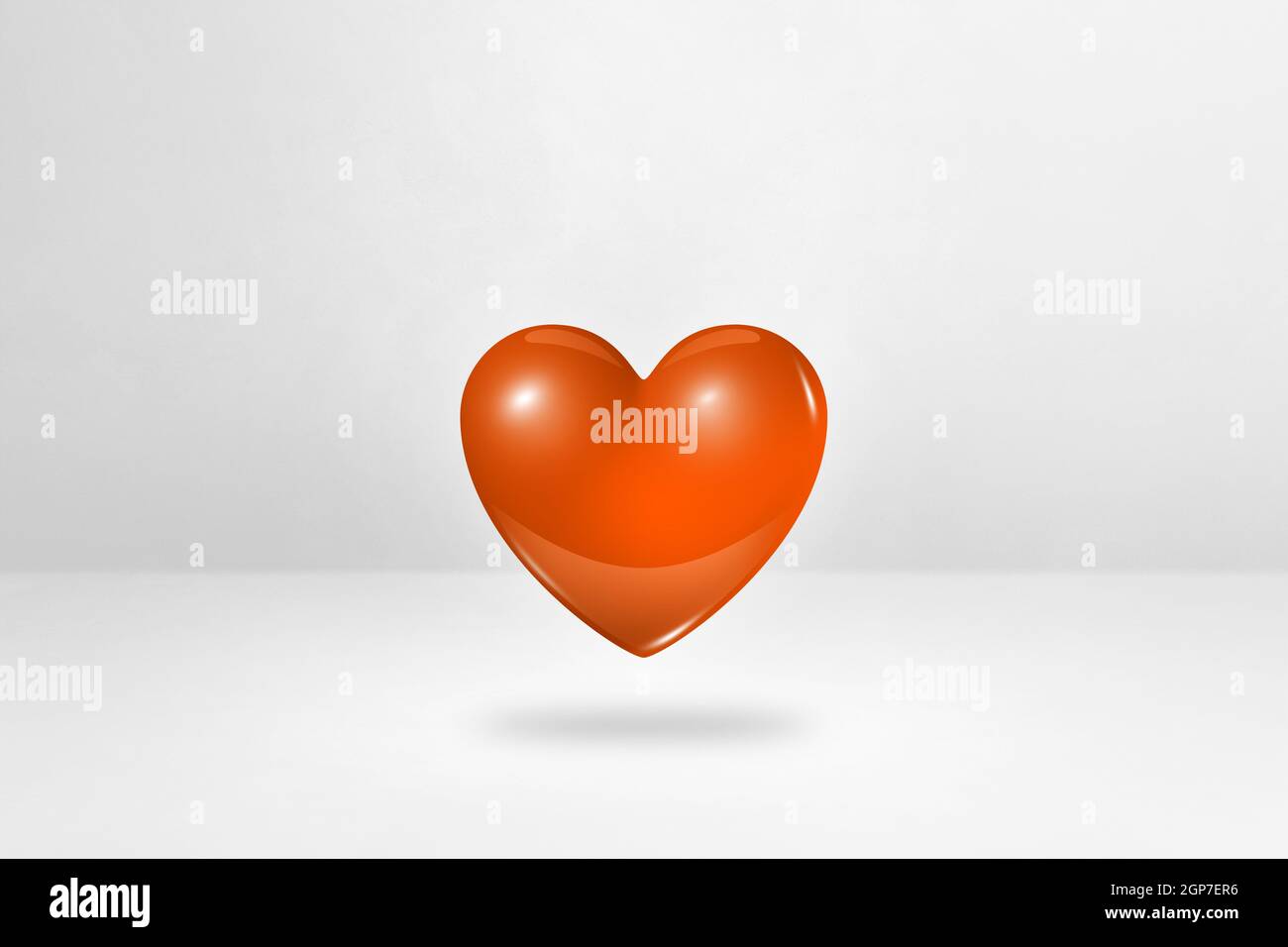 3D orange heart isolated on a white studio background. 3D illustration ...