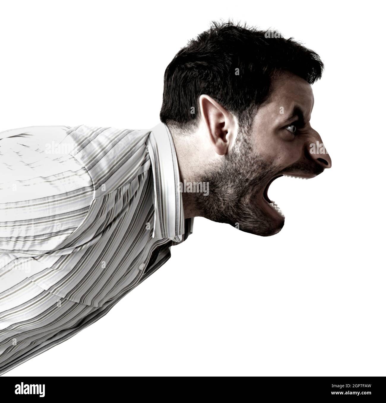 Humanoid monster screaming on white background Stock Photo - Alamy