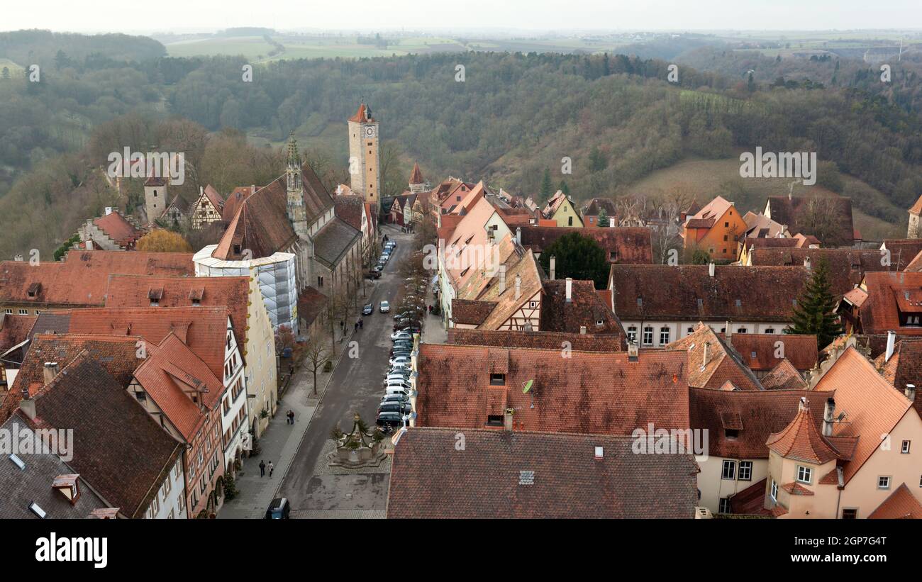 Old castle gate with castle tower of Rothenburg ob der Tauber in ...