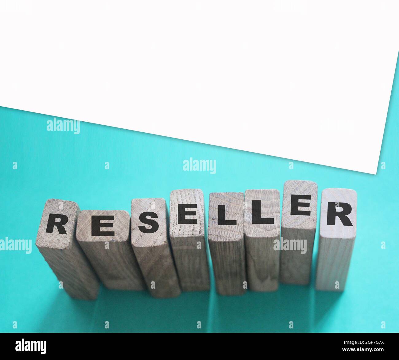 RESELLER word made with building blocks. Trading reselling retail ...