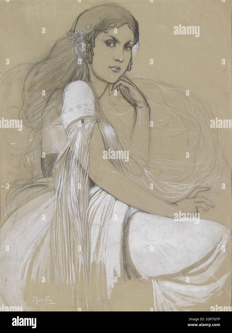 Art Nouveau Mucha Drawing