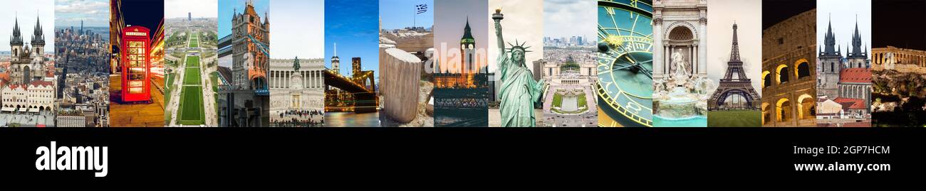 Travel collage of famous places and buildings Stock Photo - Alamy