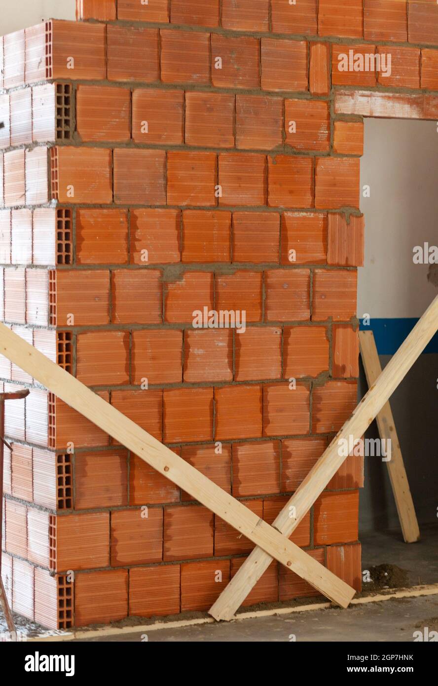 Masonry wall bricks. Building construction concept Stock Photo - Alamy