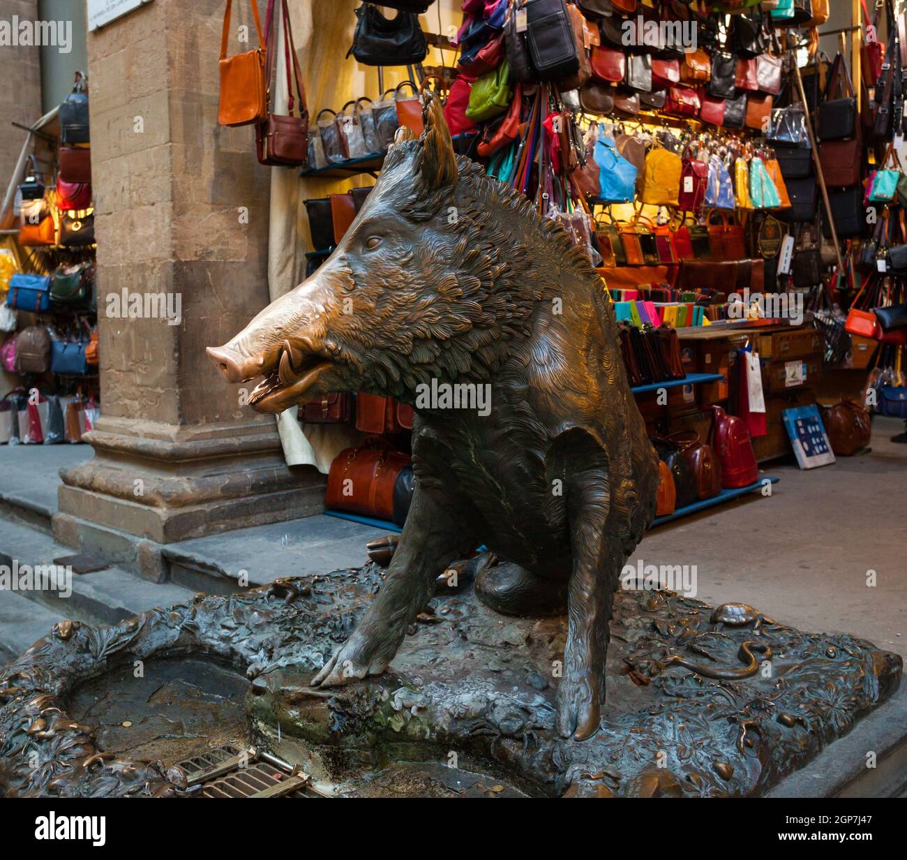 Bronze pig statue, one of the symbols of Florence, Italy Stock Photo ...