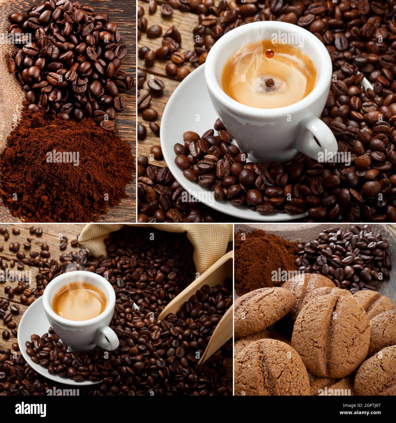 Coffee Collage with espresso and coffee beans Stock Photo - Alamy