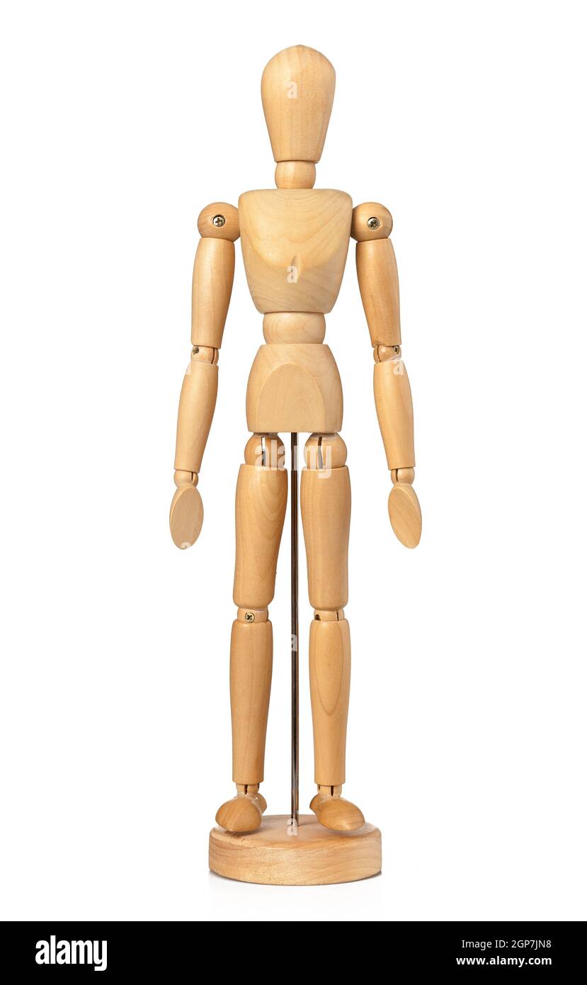 Wooden dummy isolated on white background Stock Photo - Alamy
