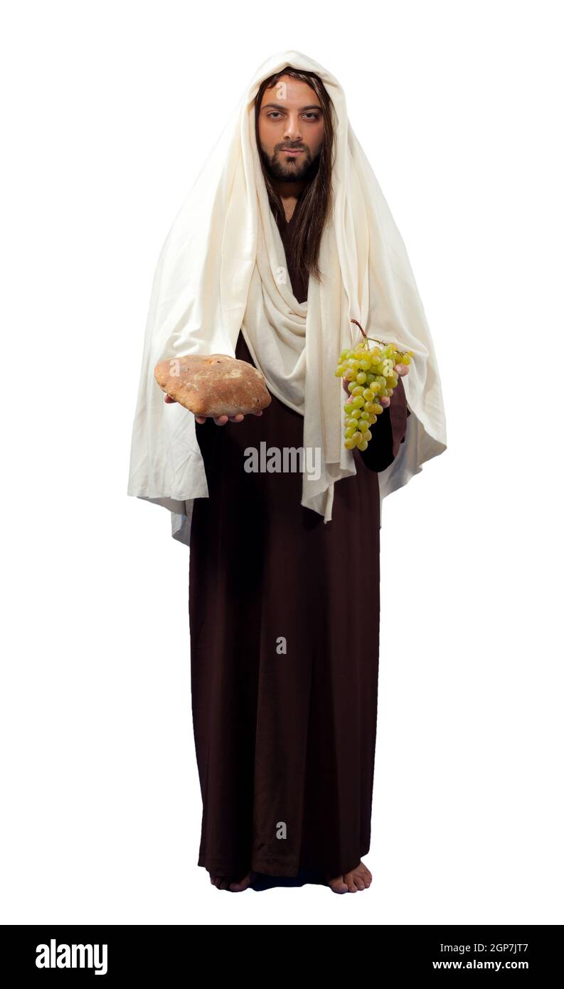 Jesus Christ full length on white background Stock Photo - Alamy