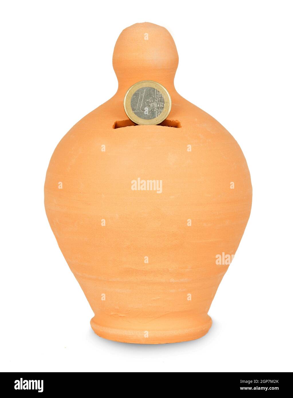 Moneybox made of earthenware on white background Stock Photo - Alamy