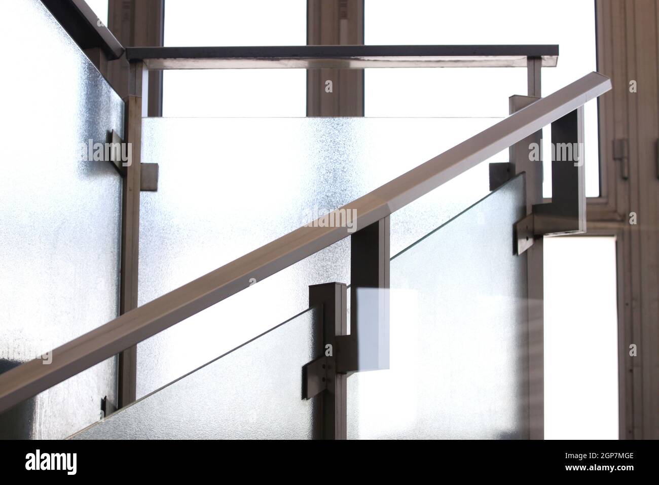 Modern stairs in glass inside a skyscraper Stock Photo - Alamy