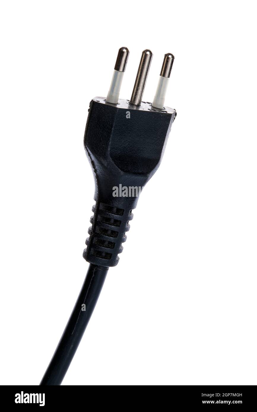 Black electric cable isolated on white Stock Photo - Alamy