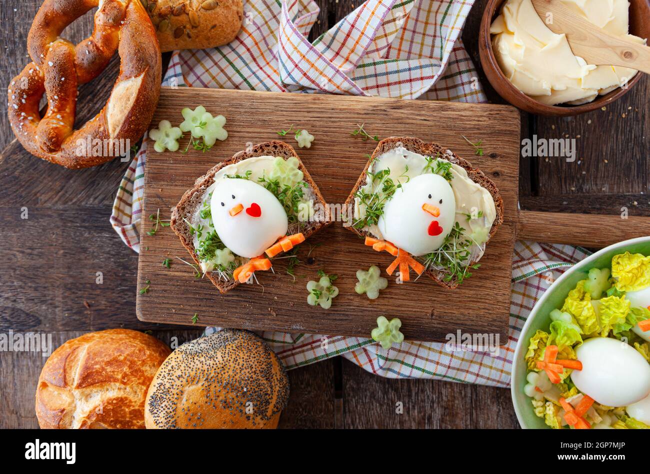 Slice of bread with butter and egg Stock Photo - Alamy