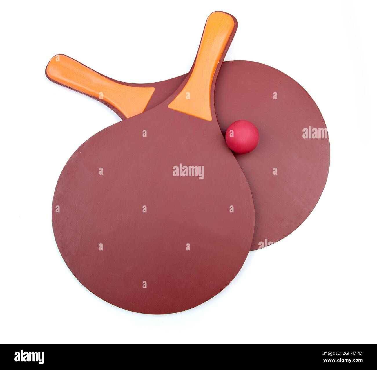 Two rackets and ball on white background Stock Photo - Alamy