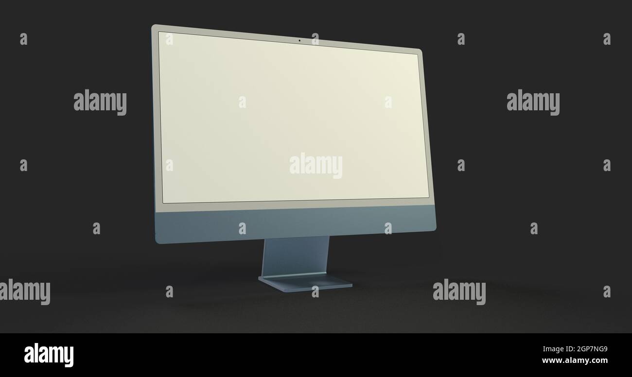 3D rendering of a computer monitor in the black background Stock Photo ...