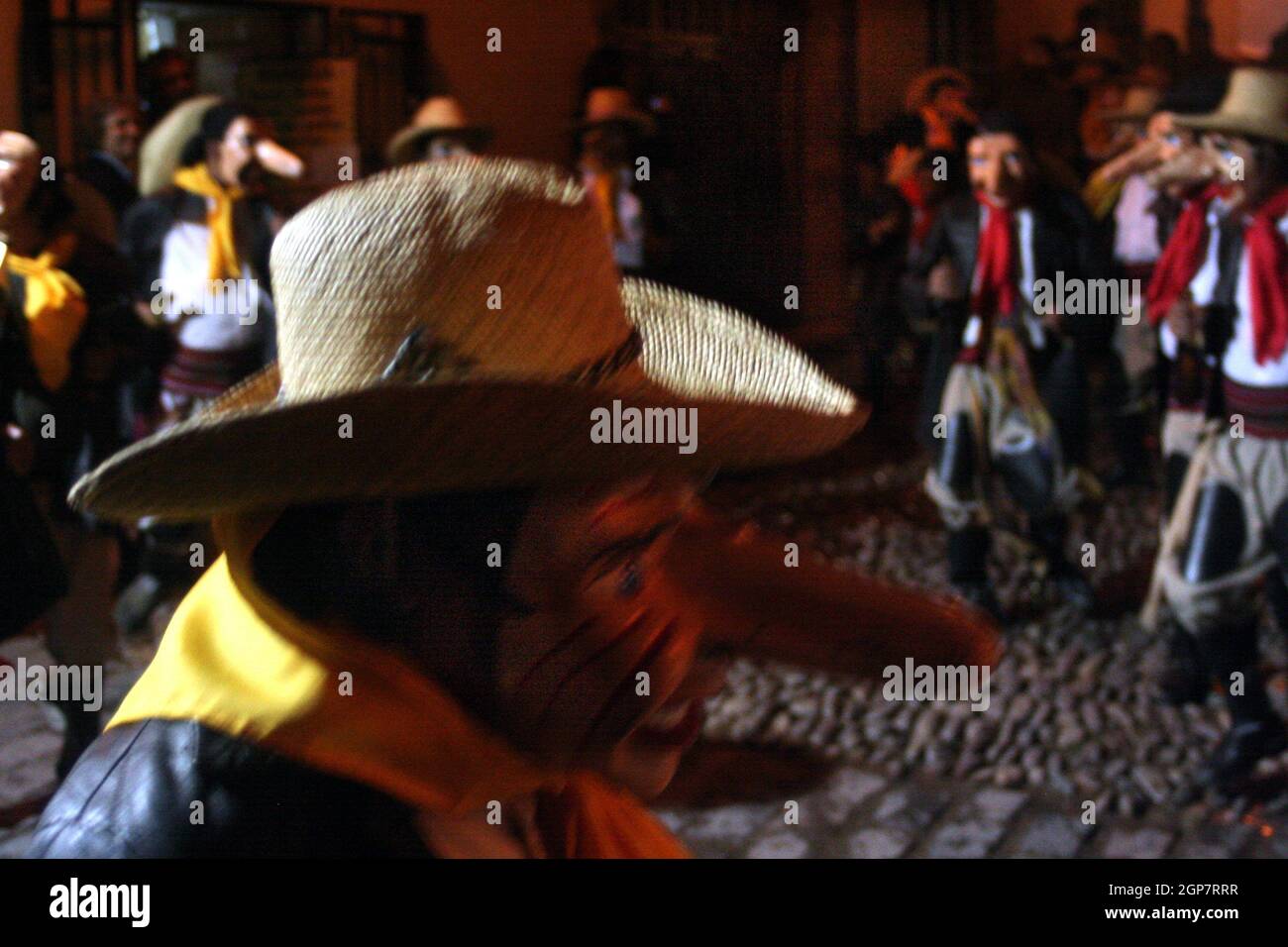 People in masks dancing in the street, Cusco, Peru Stock Photo - Alamy