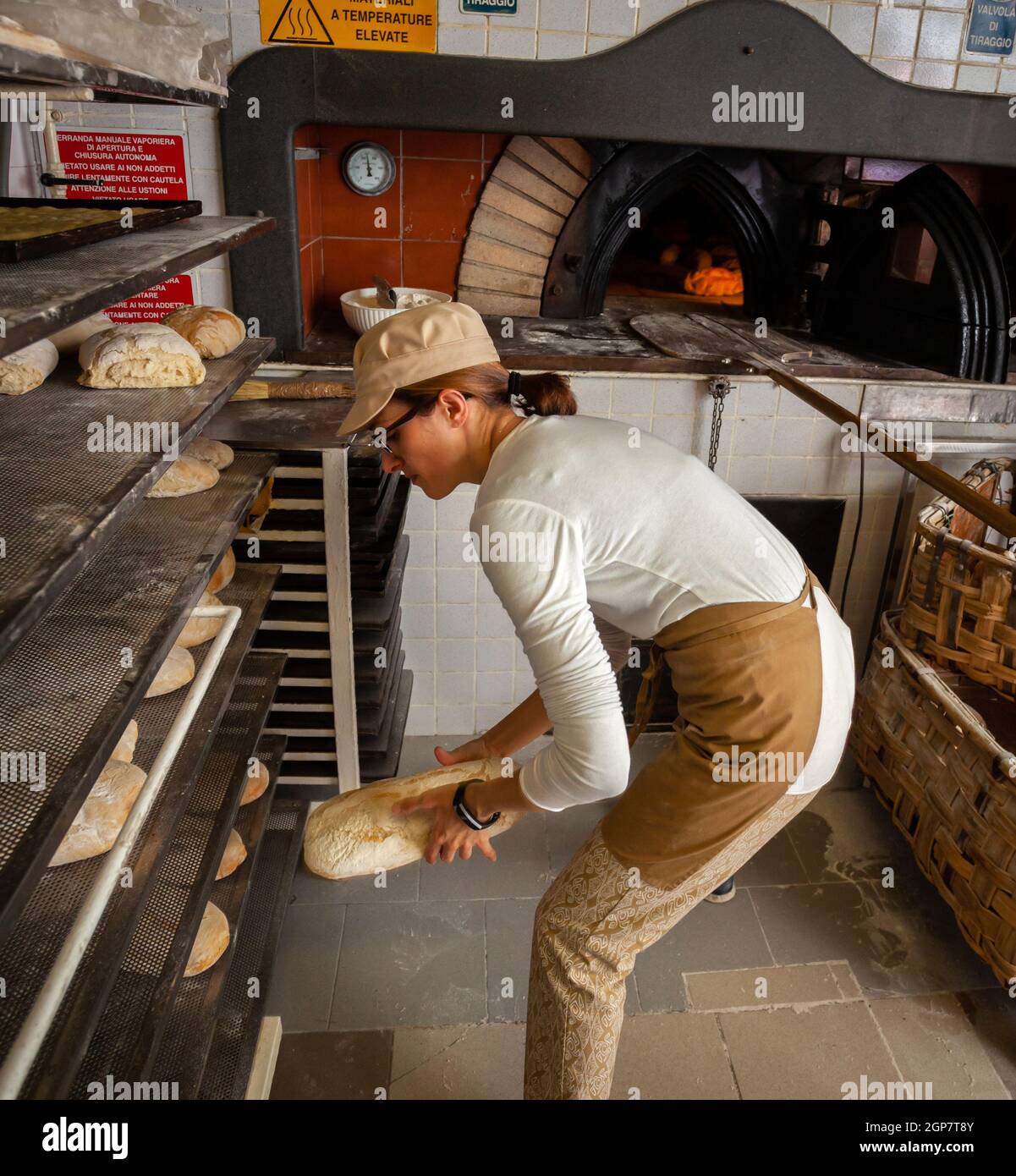 Daily production of bread baked with wood oven with traditional method ...