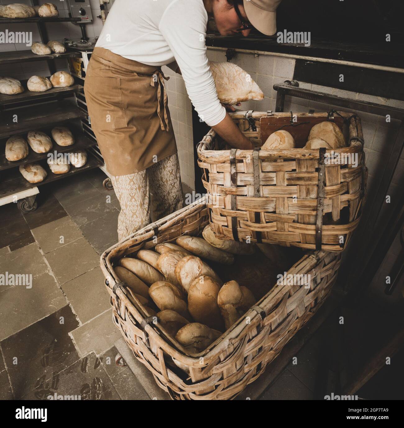 Daily production of bread baked with wood oven with traditional method ...