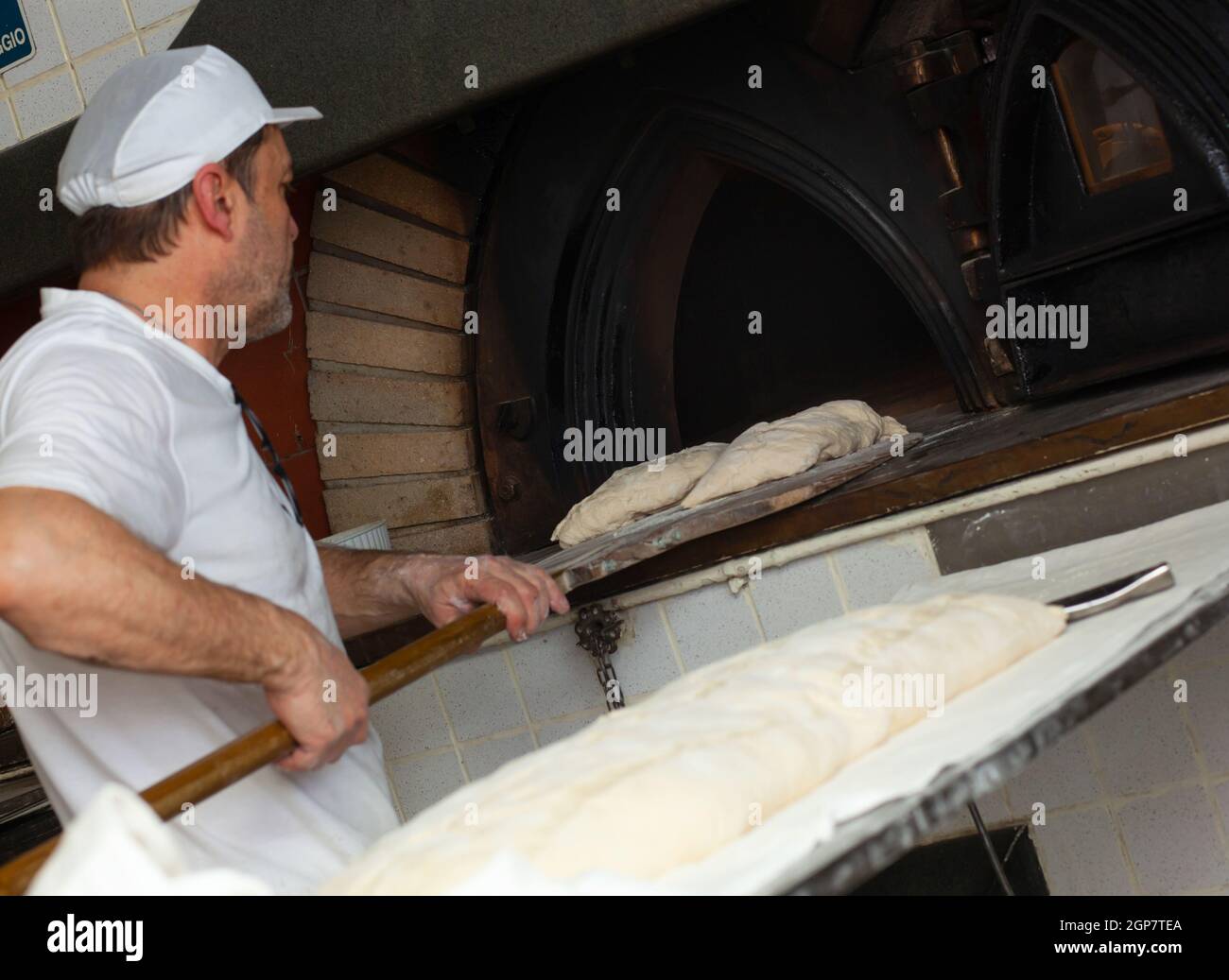 Daily production of bread baked with wood oven with traditional method ...
