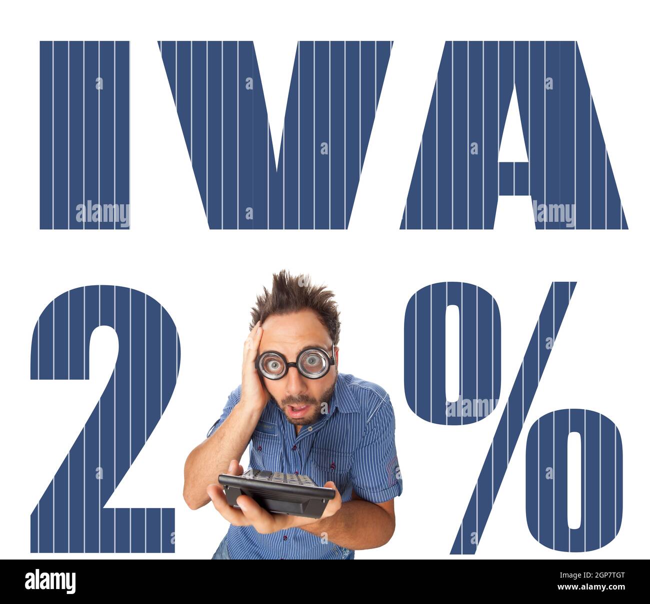 Iva italian tax with shocked boy on white background Stock Photo - Alamy