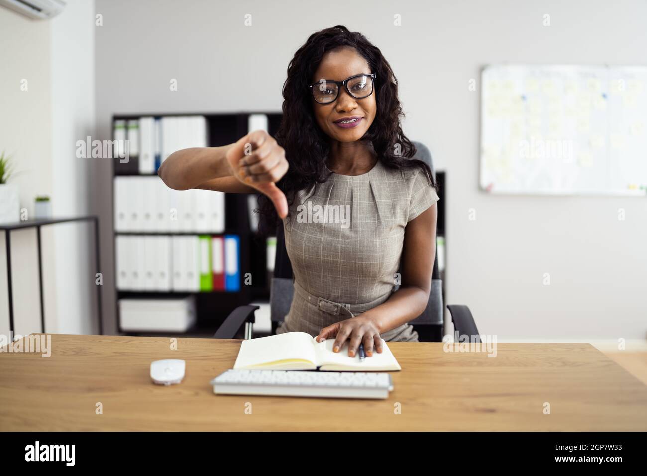 African American Woman Giving Bad Feedback And Dislike Stock Photo - Alamy