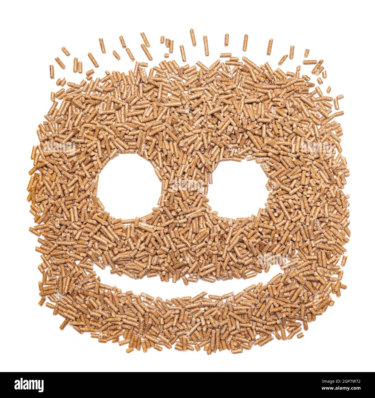Funny face made with alternative biofuel from sawdust wood pellets ...