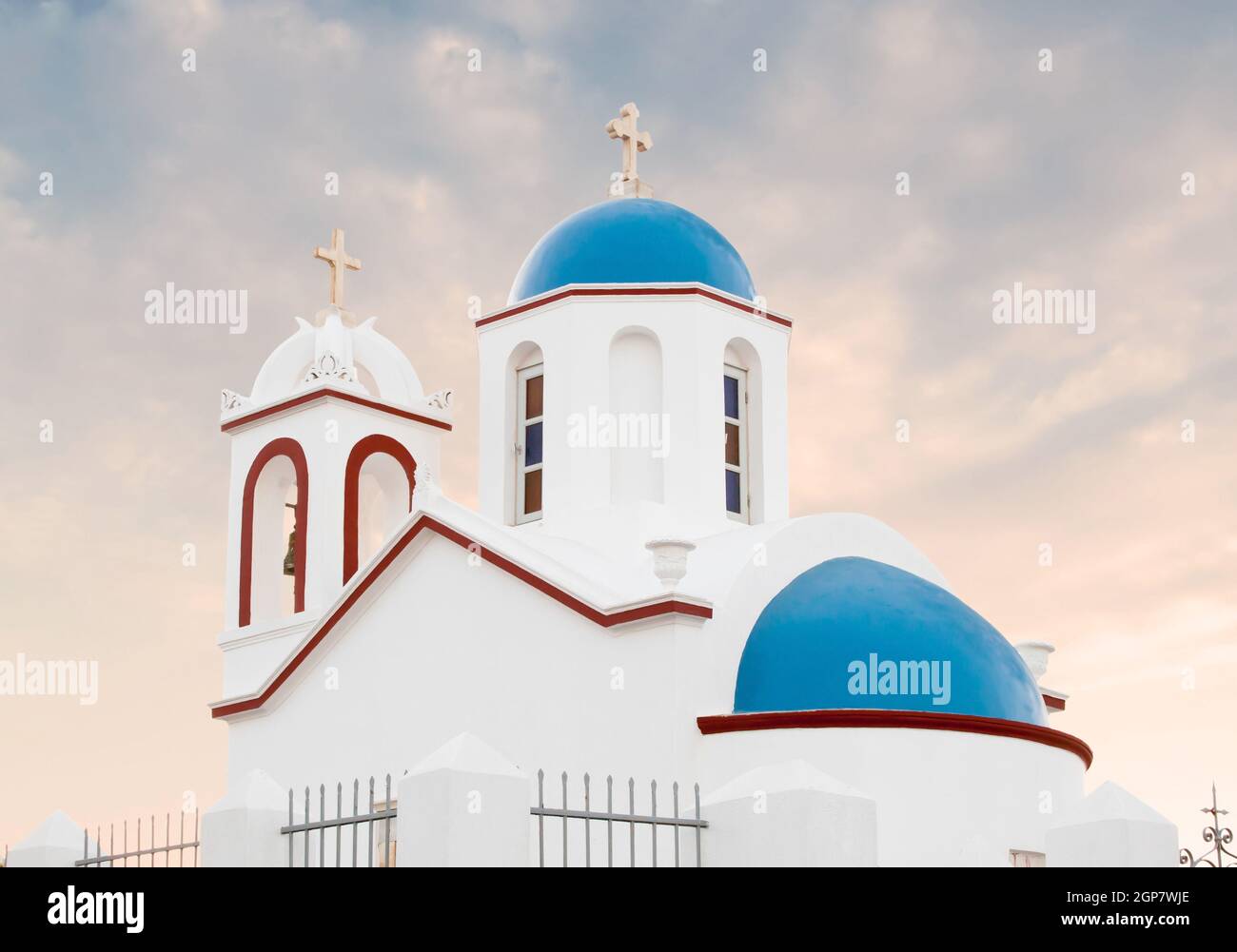 Traditional blue cupola in Santorini, Greece Stock Photo - Alamy