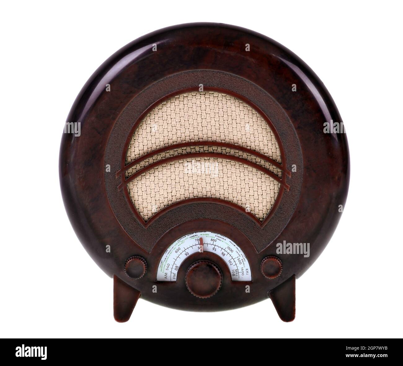 Vintage radio device isolated on white background Stock Photo - Alamy