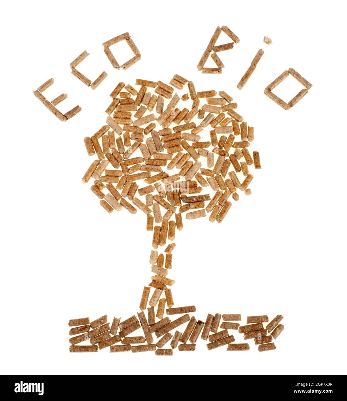 Tree of wood pellet on white background Stock Photo - Alamy