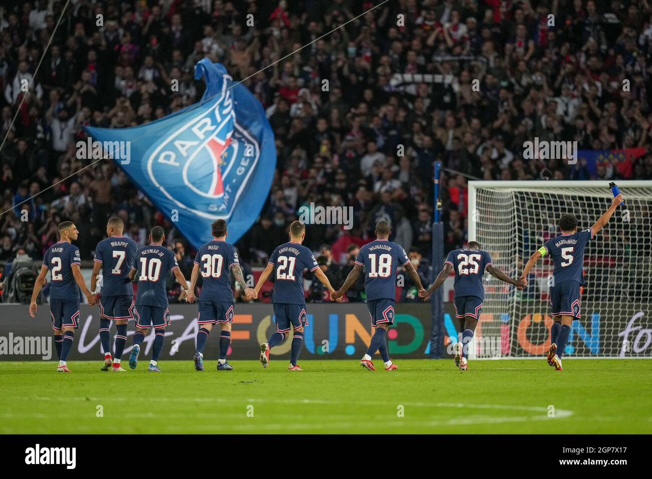 Paris, France. 25th June, 2021. PSG players celebrate victory in from ...