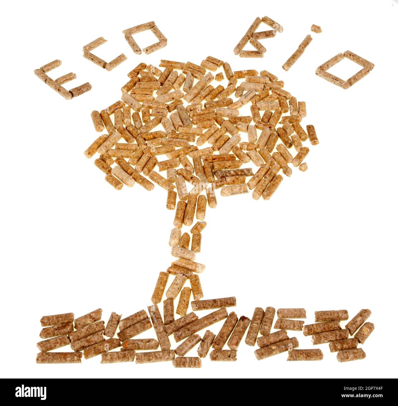 Tree of wood pellet on white background Stock Photo - Alamy