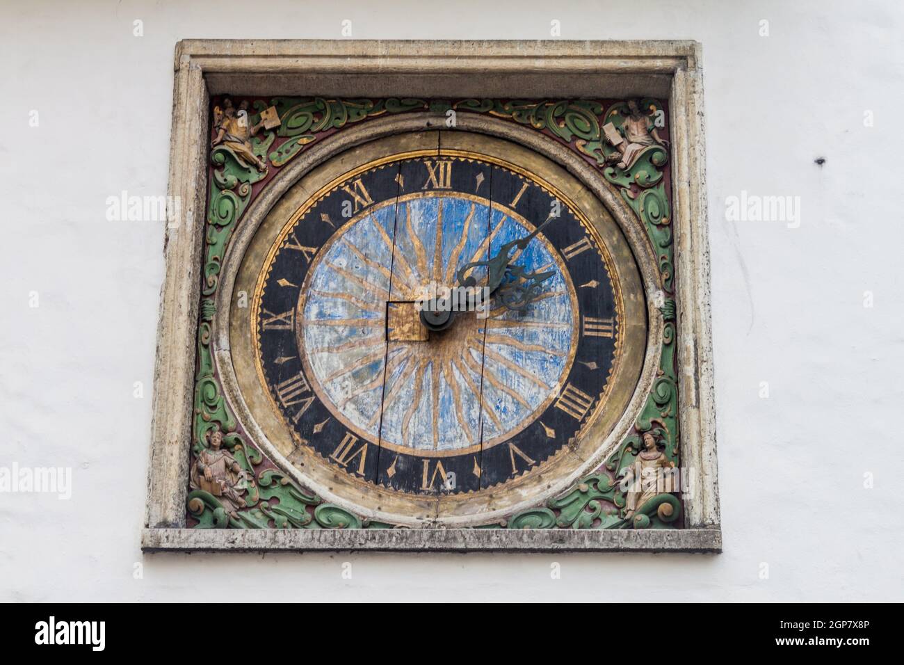 Clock at the Church of the Holy Ghost in Tallinn, Estonia Stock Photo ...