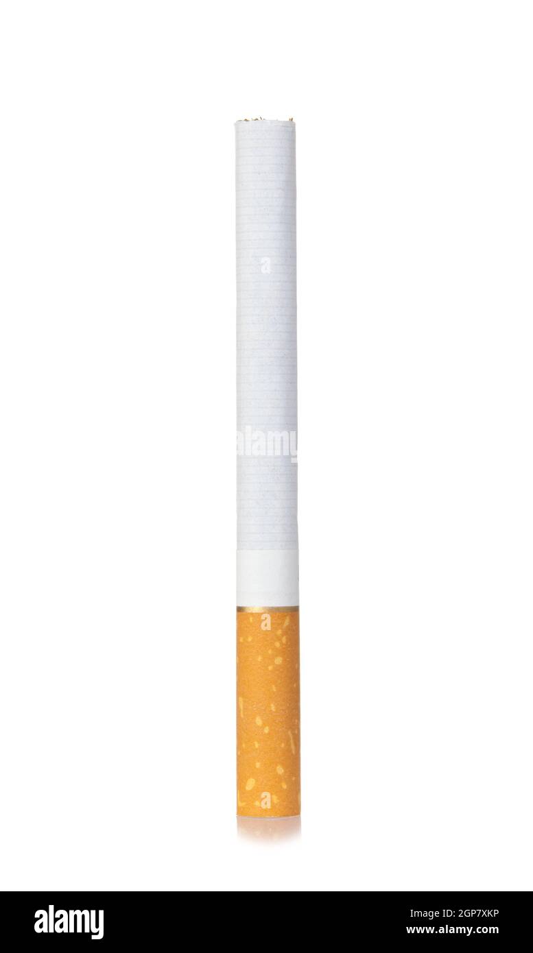 One unlit cigarette isolated on white background Stock Photo - Alamy