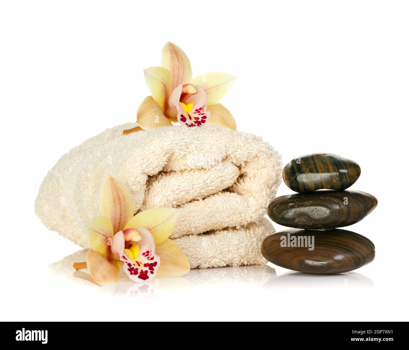 Spa towel stones body Cut Out Stock Images & Pictures - Alamy