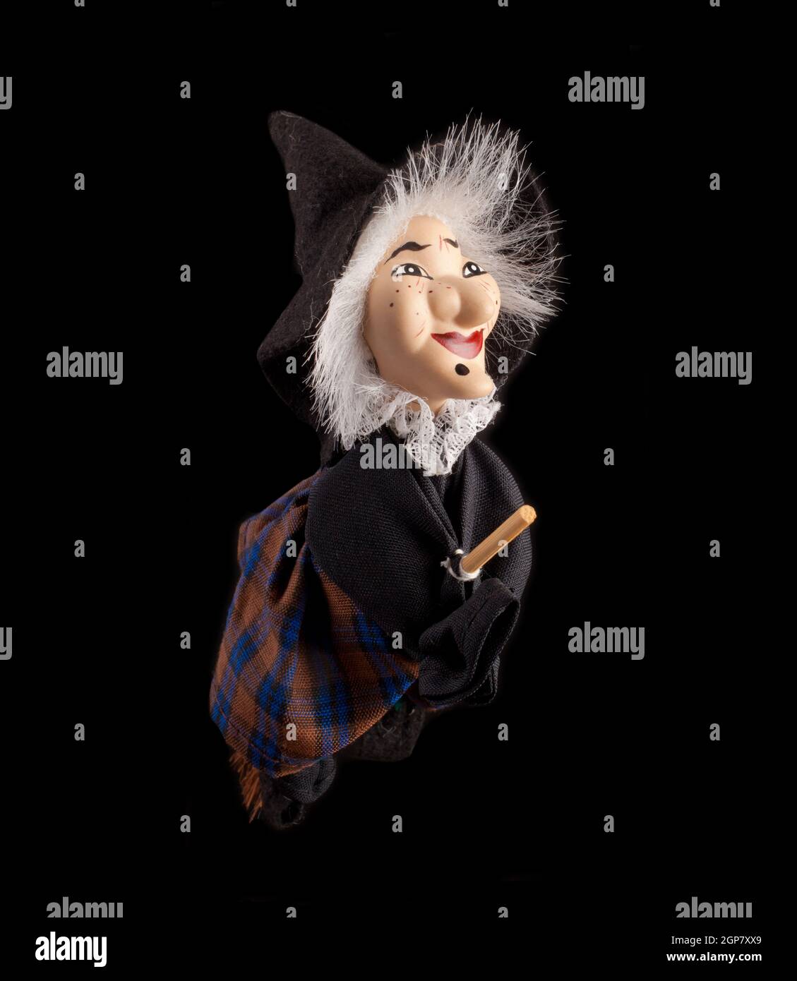 "Befana", witch with flying broom, traditional figure for the epiphany ...