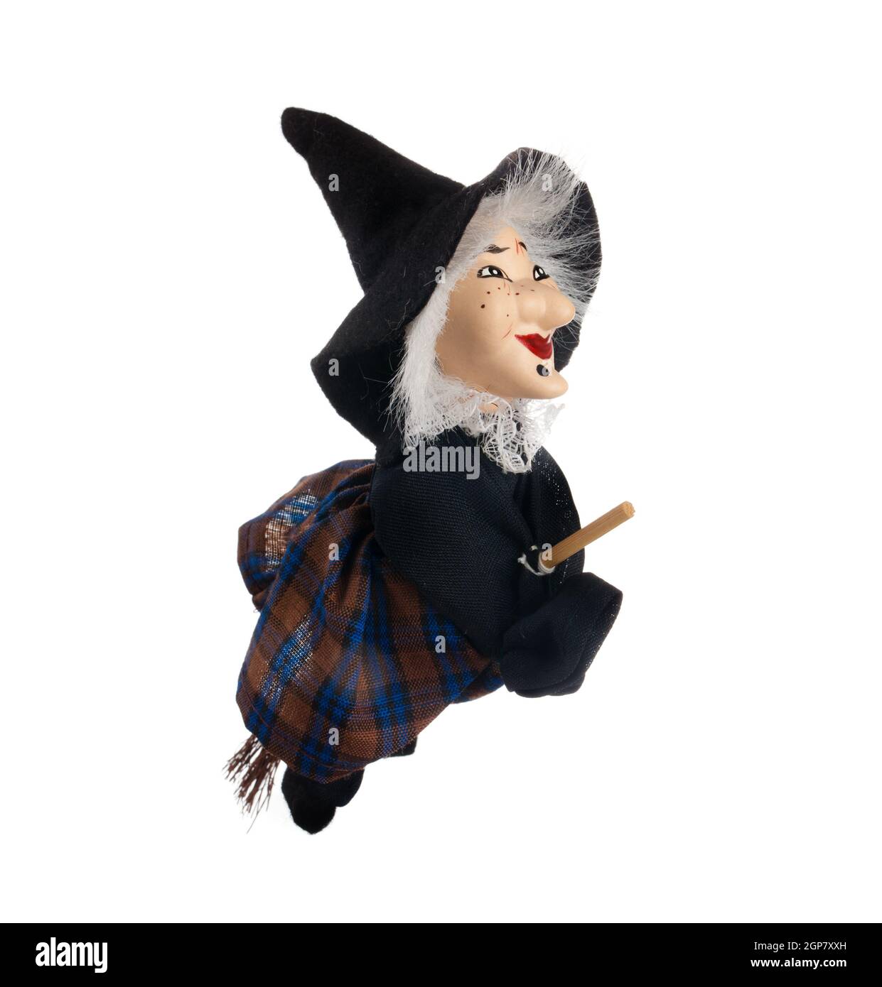 "Befana", witch with flying broom, traditional figure for the epiphany ...