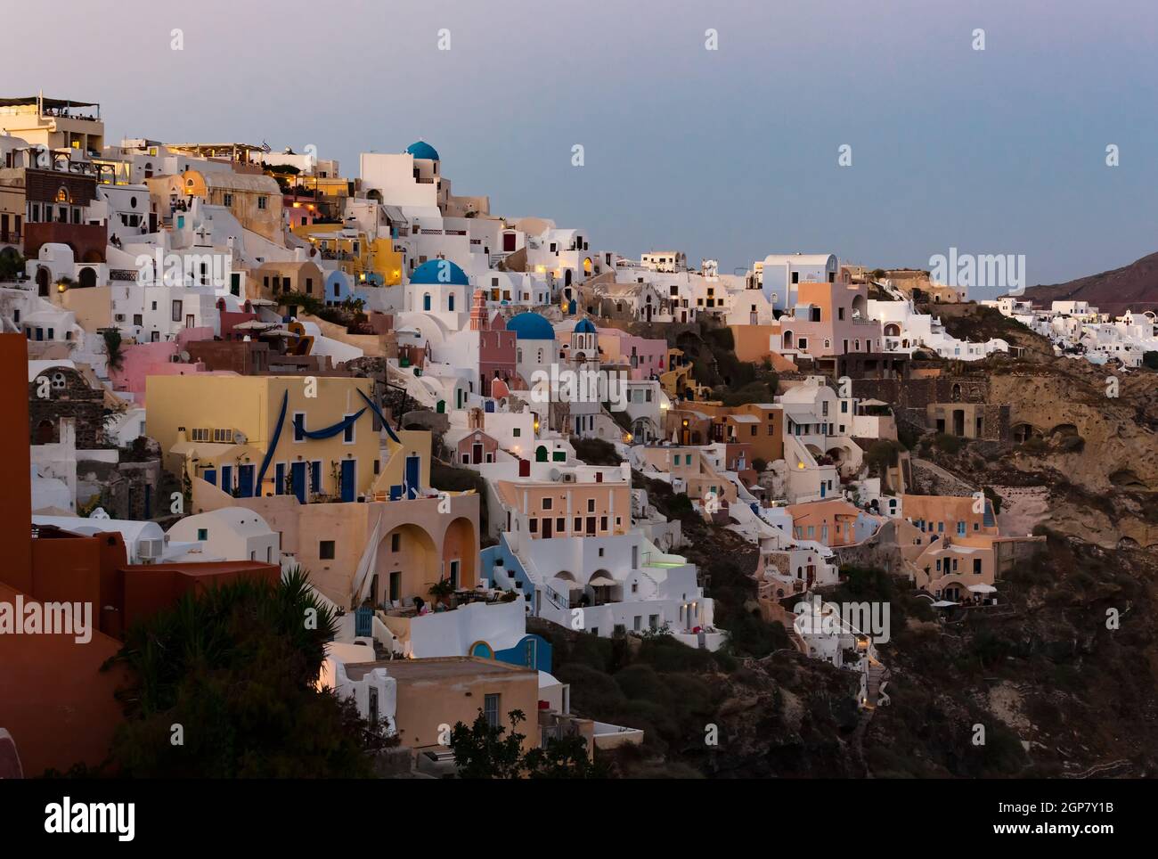 Picturesque panorama, Old Town of Oia or Ia in Santorini island Stock ...