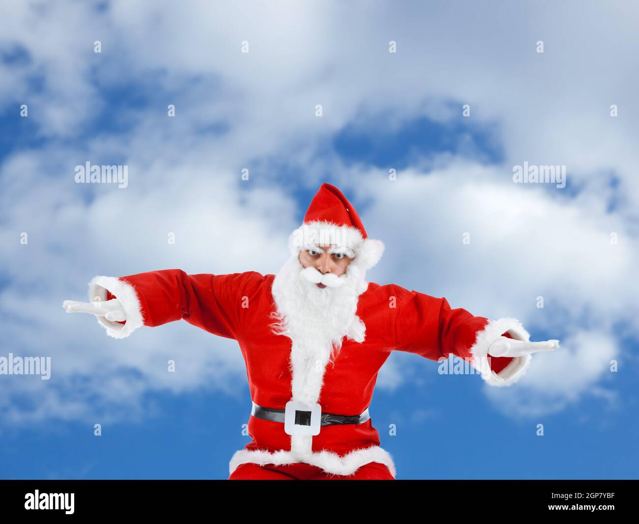 Santa flying in christmas airplane hi-res stock photography and images ...