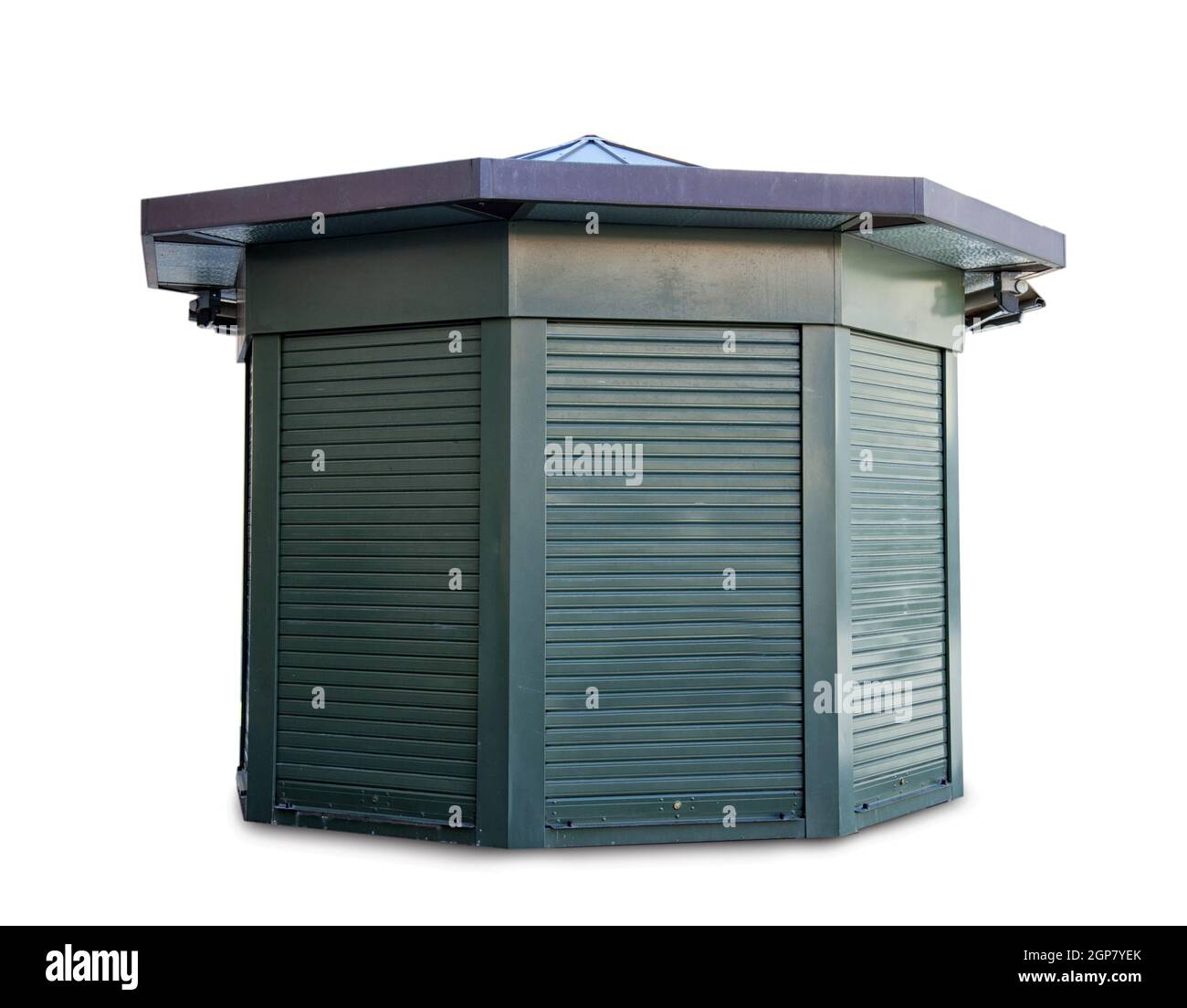 Newspaper shop closed and isolated on white background Stock Photo - Alamy