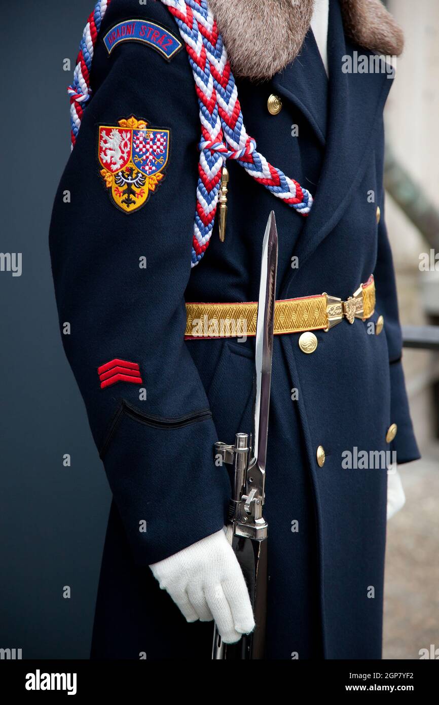 Detail of soldier protecting Prague Castle Stock Photo - Alamy