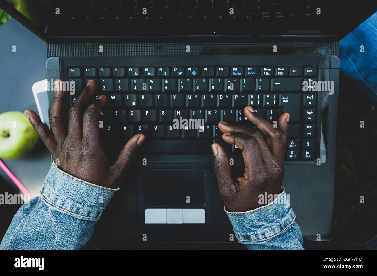 African american hands laptop keyboard hi-res stock photography and ...